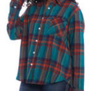 Wrangler | Tops | Wrangler Retro Teal Rust Plaid Flannel Shirt | Poshmark